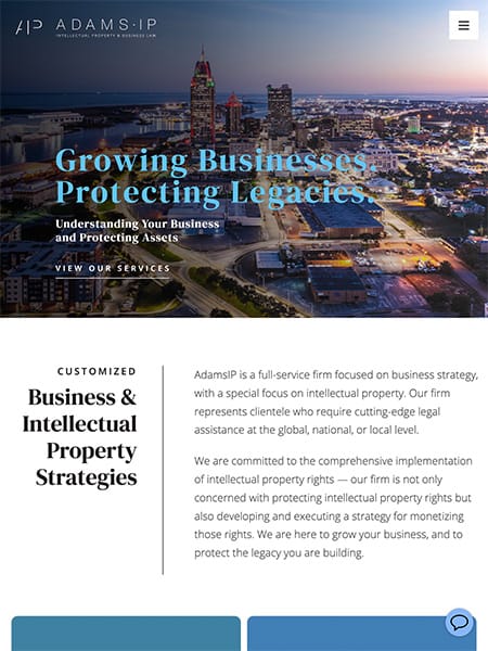 Mobile, Alabama Law Firm Web Design | AdamsIP